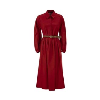 Max Mara Mstmarmo Baumwoll-Hemdblusenkleid - - Dresses - Damen - Rot - 2XS