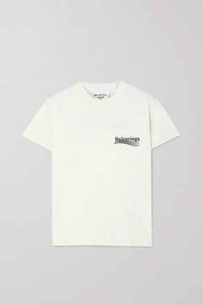Balenciaga T-shirt En Jersey De Coton &Agrave; Broderies - Blanc