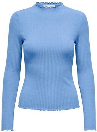 Only Onlemma L/S High Neck Top Noos JRS Confortable à col Haut avec Volants féminins, Provence, M Femmes
