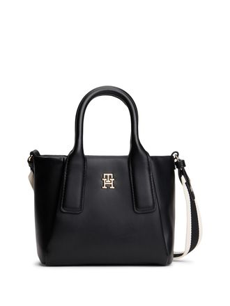 Tommy Hilfiger Tragetasche TOMMY HILFIGER TH ESSENTIAL MINI TOTE, Damen, Gr. B/H/T: 22cm x 15cm x 11cm, schwarz, Lederimitat, Taschen, Damen Handtasche, Umh&auml;ngetasch