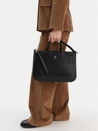 Tommy Hilfiger Handtasche Th Glam Satchel AW0AW18145 Schwarz