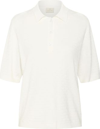 Kaffe Damen-Poloshirt, strukturiert, gestrickt, Kurze Ärmel, Normale Passform, Knöpfe