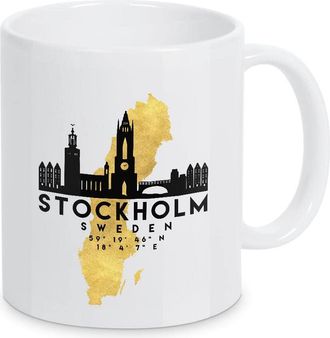 artboxONE Tasse Stockholm Sweden Skyline MAP Art von Emiliano Deificus - Kaffeetasse Städte