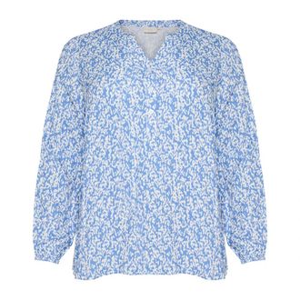 Kaffe Curve Blau/Kreide Grafikdruck Bluse - - Blouses & Shirts - Damen - Blau - 5XL