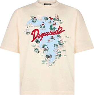 Dsquared2 Homme, Tops, Beige, Taille: S Loose Fit Tee