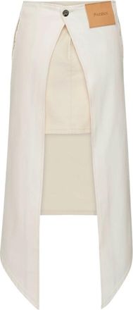 J.W.Anderson Femme, Jupes, Blanc, Taille: 36 FR Double-Layer Midi Skirt