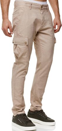 Indicode Herren INSafi Cargohose aus Baumwoll-Leinen Mischung | Freizeithose f&uuml;r M&auml;nner Cornstalk, XL