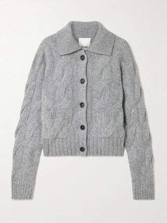 Allude Cardigan En Cachemire Et Soie M&eacute;lang&eacute;s &Agrave; Mailles Torsad&eacute;es - Gris