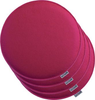 Brandsseller Sitzkissen Filz Rund 4er Set - &Oslash; 35 cm in Pink - Stuhlkissen aus Filz f&uuml;r Innen & Au&szlig;en - robuste Sitzauflagen f&uuml;r St&uuml;hle, Esszimmer, Garten & Balkon
