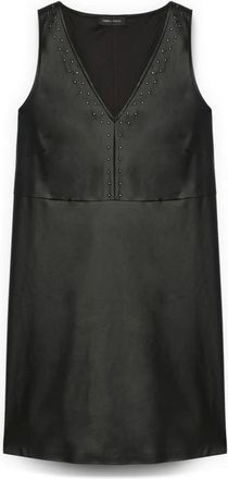 Fiorella Rubino Femme, Robes, Noir, Taille: 38 FR Robe sans manches en tissu enduit avec petits clous