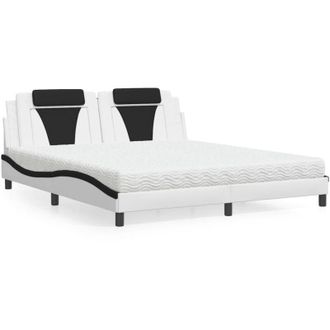 vidaXL Vidaxl - Bett Viana mit Matratze Wei&szlig; und Schwarz 180x200 cm Kunstleder