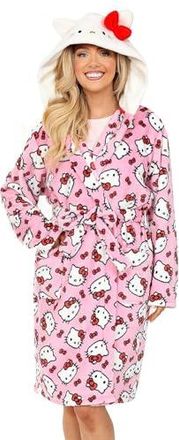 Hello Kitty Peignoir &agrave; capuche en polaire rose pour fille, rose, 12-13 ans