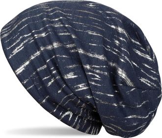 styleBREAKER M&uuml;tze Beanie mit Metallic Streifen Print