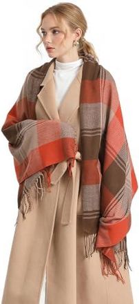 Miss Lulu Echarpes Femme Hiver Chaud en Carreaux Doux Foulard Châle écharpe épais Pull Châle Mode écharpe Longue Grand Unisexe Tartan Poncho Vintage Multicolore