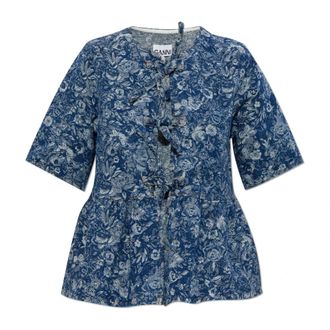 Ganni Jacquard Denim Top - - Blouses & Shirts - Damen - Blau - XS