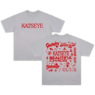 Generic Katseye Beautiful Chaos Merch T-shirt col rond à manches courtes en coton pour homme et femme, gris, XXS