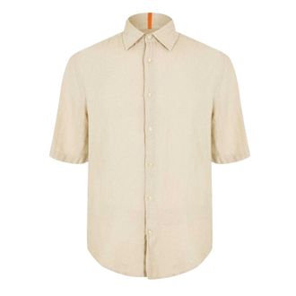 HUGO BOSS Hemd f&uuml;r Herren, Leinen, kurz&auml;rmlig (Hellbeige)