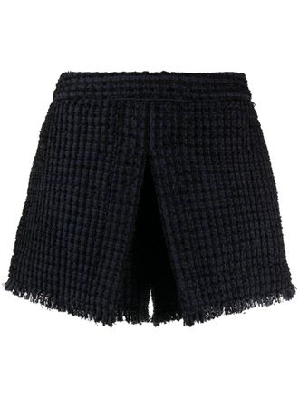 Dsquared2 short en tweed &agrave; bords frang&eacute;s - Bleu