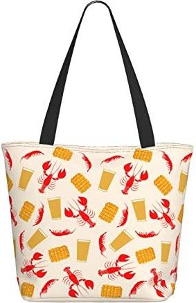 AOOEDM Crawfish Corn Beer Ladies Shopping Bag 13x11x7in.Le cadeau parfait pour la Saint-Valentin.Cest de la Saint-Valentin pour maman, fille, &eacute;pouse, etc