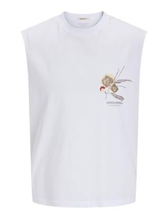 Jack & Jones Sleeveless Tee Joralmeria SS Crew Neck T-Shirt sans Manches, Blanc éclatant, M Hommes