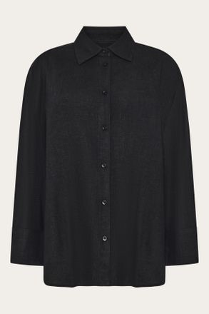 Knowledge Cotton Apparel Damen vegan Hemd Relaxed Leinen Mix Schwarz Jet