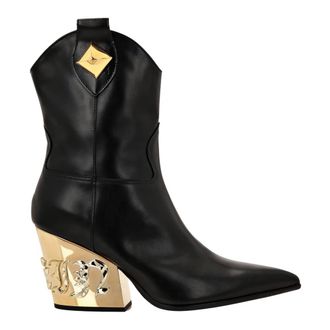 Philipp Plein Femme, Chaussures, Noir, Taille: 37 EU Cowboy Bottes &agrave; Talons Mi-Hauts Gothic Plein