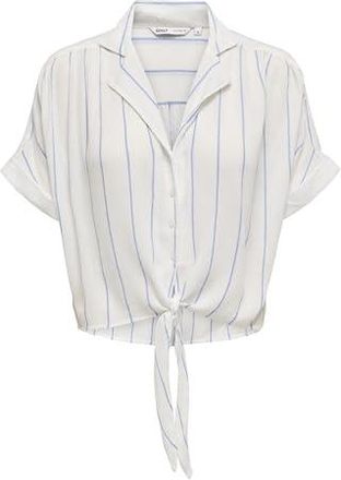 Only Onlpaula Life S/S Tie Shirt WVN Noos Chemise féminine Courte avec détail noué, Cloud Dancer, M Femmes