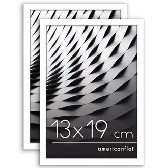 Americanflat Bilderrahmen 13x19 cm aus Kunststoff (2er Pack) - Bilderrahmen 19x13 cm mit bruchsicherer Scheibe - inklusive St&auml;nder und integrierter Aufh&auml;ngung f&uuml;r 