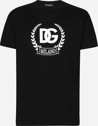 Dolce & Gabbana Kurzarm-t-shirt Aus Baumwolle Dg-print - Mann T-shirts Und Polos Schwarz 44
