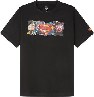 Springfield Herren T Shirt Superman Grapich Bedrucktes, Schwarz, XL