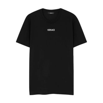 Versace Homme, Tops, Noir, Taille: 2XL T-shirt Slim en jersey de coton brod&eacute;