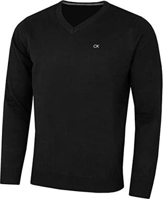Calvin Klein Pull à col en V en Coton Doux pour Homme - Noir - XXXXL