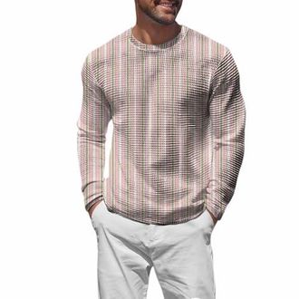 Generic Hauts d&eacute;t&eacute; pour hommes, chemises &agrave; manches longues, pull en maille respirante, multicolore, t-shirts gaufr&eacute;s assortis, T-shirts de plage tendance, T-s