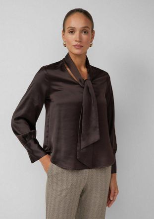 s.Oliver Langarmbluse Bluse Satin-Bluse mit eleganter Kragen-Schluppe