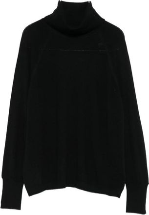Alpha Studio Femme, Pulls, Noir, Taille: 36 FR Pull Col Roulé en Laine