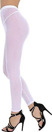 Lazutom Legging Sexy en Maille Transparente pour Femme - Blanc - Taille Unique