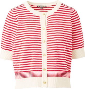 Adrianna Papell Strickjacke Short Sleeve Cardigan M&uuml;heloser, eleganter gestreifter Cardigan