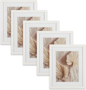 Wackadoo 5er Set Bilderrahmen, FSC MDF Holzrahmen Fotogalerie Glasscheibe Fotorahmen mit Glasscheibe Collage (Weiß, 15 x 20 cm)