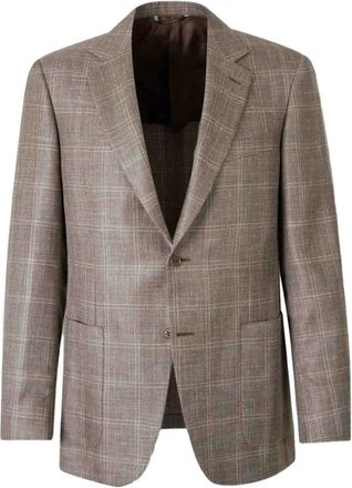 Canali check-pattern single-breasted blazer - Braun