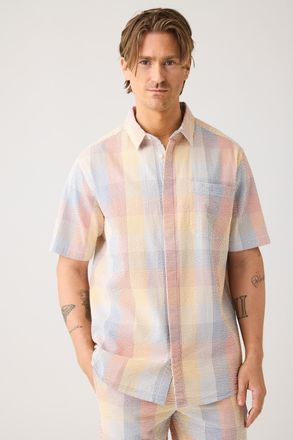 Knowledge Cotton Apparel Herren vegan Kurzarmhemd Relaxed Seersucker Multi Check