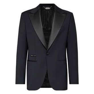 Philipp Plein Homme, Vestes, Bleu, Taille: XL Slim Fit Iconic Plein Blazer