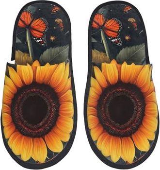 Generic Fleur De Tournesol Papillon Unisexe Chaussons Antid&eacute;rapantes Chaussures De Maison Confortable Slippers Pour Automne Ext&eacute;rieur Int&eacute;rieur L