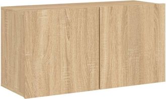 vidaXL Vidaxl - Meuble TV mural ch&ecirc;ne sonoma 80x30x41 cm - Bois ding&eacute;nierie - R&eacute;sistant &agrave; lhumidit&eacute; - Grand espace de rangement - vidaXL45507