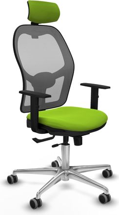 Piqueras y Crespo Ergonomischer Stuhl mit Lendenwirbelst&uuml;tze mit 1D-Armlehnen und Kopfteil, h&ouml;henverstellbar und neigbar. Ausgestattet mit Syncro/Traslack und eingespri