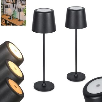 HOFSTEIN LED Tischleuchte Belece 2er Set, dimmbare Tischlampe aus Metall/Kunststoff in Schwarz/Weiß, USB-C Anschluß, Akku, An-/Ausschalter, für Wohnzimmer, Sch