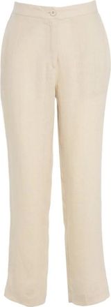 Kaos Kaos, Femme, Pantalons, Beige, Taille: 42 FR Pantalon Beige en Lin Jambe Droite