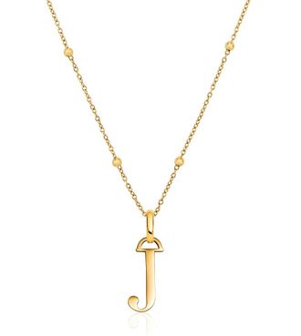 Abbott Lyon Collier en acier inoxydable étanche plaqué or 18 carats avec initiale « J »-Doré