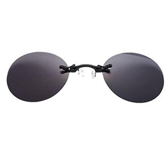 Generic ZXCVWWE &Oacute;culos de Sol Clip Nariz Mini &Oacute;culos de Sol Sem Aro Clip On Lente de Nariz &Oacute;culos Matrix Morpheus Redondos Moldura Moda Sem, Noir