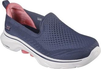 Skechers Femme Go Walk 7 Vina Basket, Navy Textile/Coral Trim, 37.5 EU