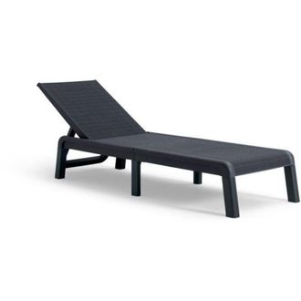 Keter Bain de soleil - Allibert by KETER - ATLAS - R&eacute;sine imitation canage - Dossier r&eacute;glable - Gris graphite